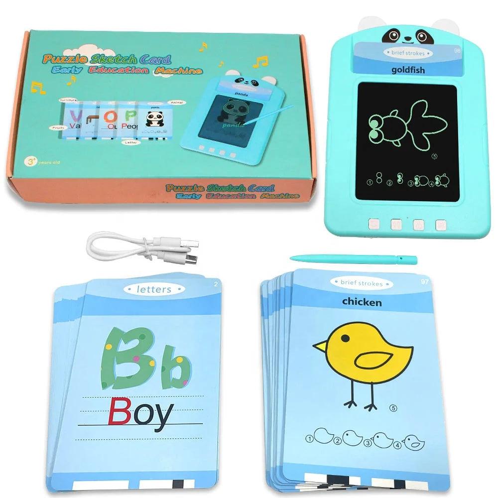 Samtoy 2 In 1 Flash Cards Preschool Drawing Writing Pad Card Machine ...