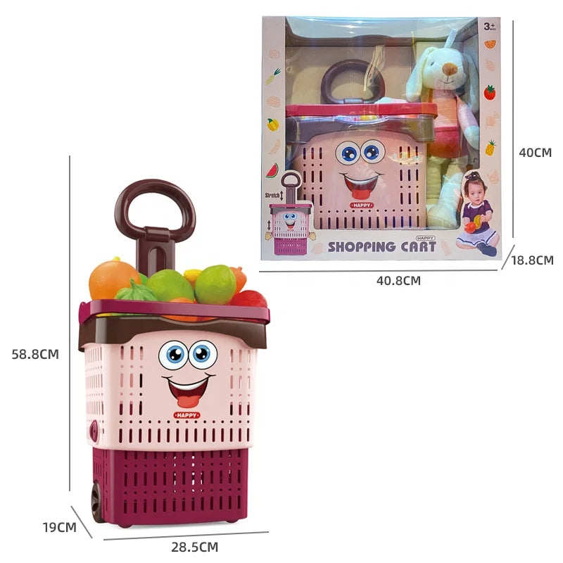 Wholesale Cartoon Kids Pretend Play Doll Lift Shopping Cart Toy Sets ...